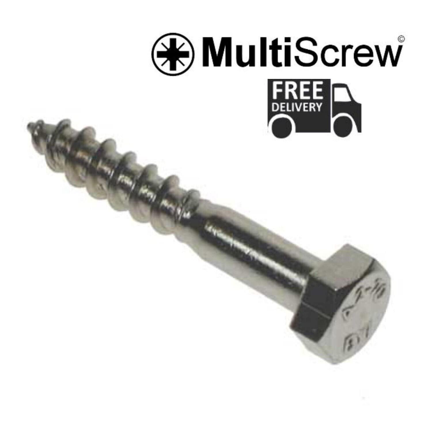 M10 X 50Mm Stainless Coach Screw Hex Hexagon Head Wood Screws Lag Bolt