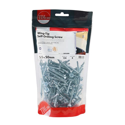 Timco Self-Drilling Wing-Tip Steel To Timber Light Section Silver Scre