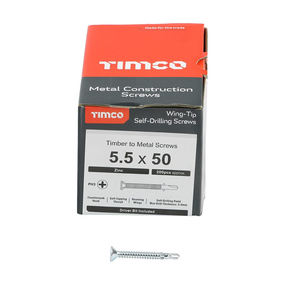 Timco Self-Drilling Wing-Tip Steel To Timber Light Section Silver Scre